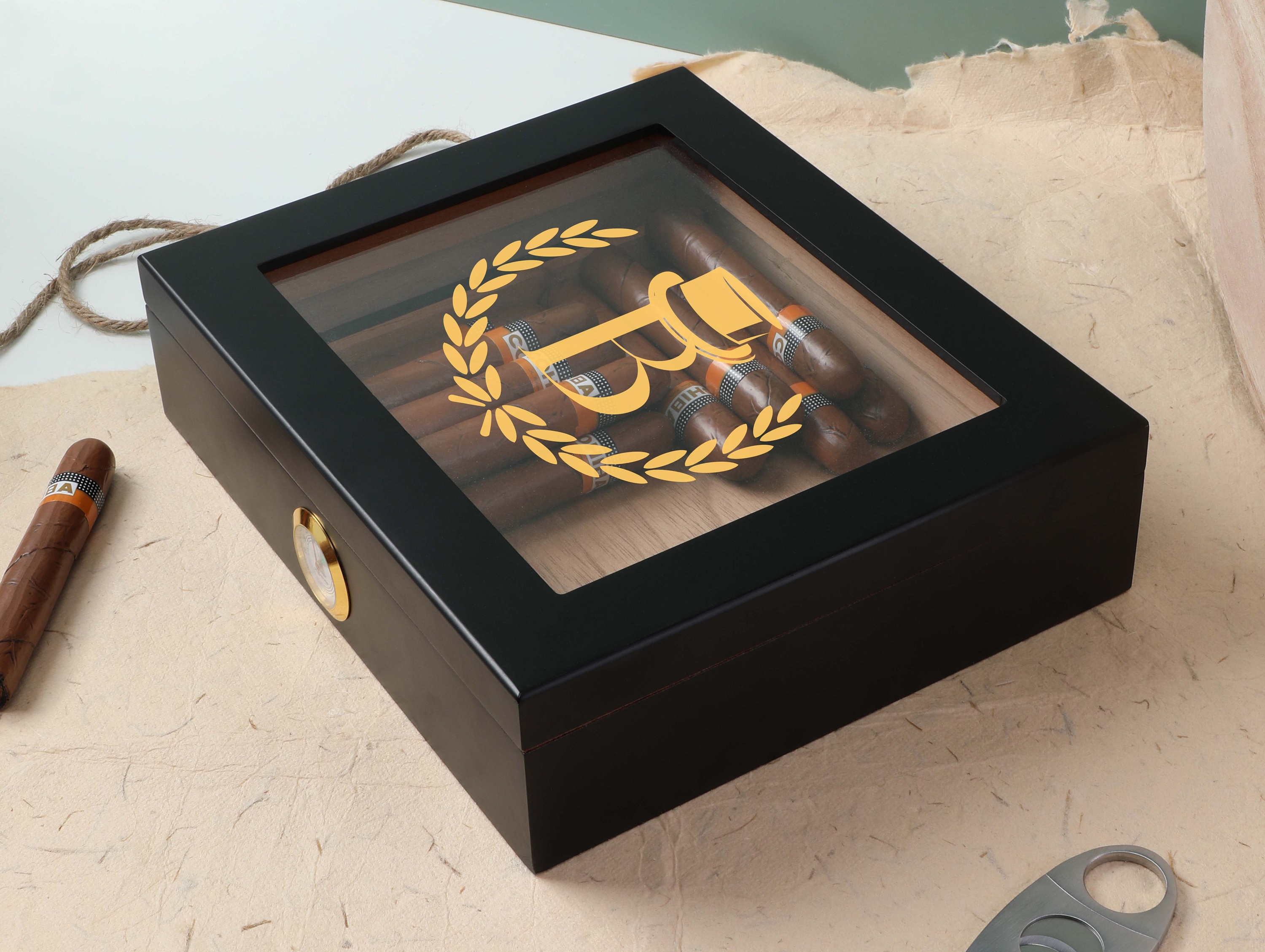 Engraved Glass Top Cigar Humidor Box Personalized Cigar Box - Etsy UK