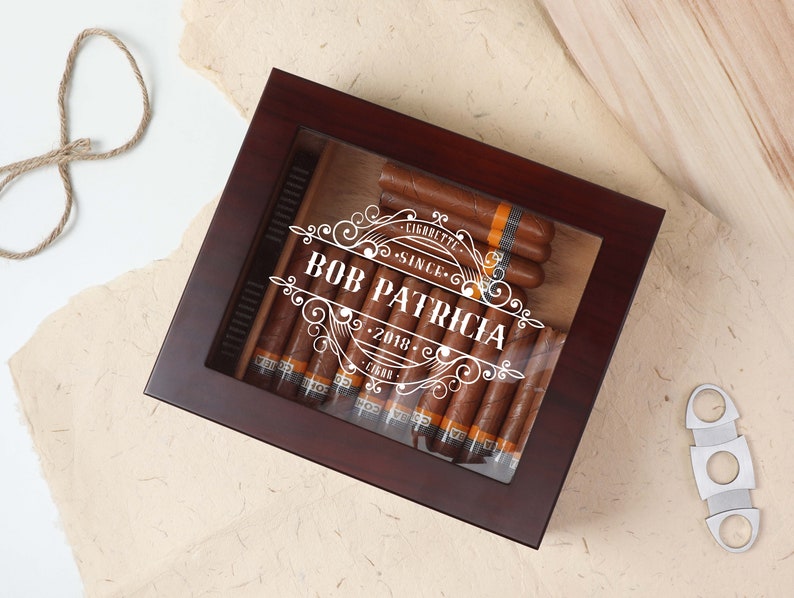 Personalized Cigar Box Engraved Glass Top Cigar Humidor Box - Etsy