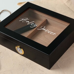 Engraved Glass Top Cigar Humidor Box, Personalized Cigar Box, Engraved ...