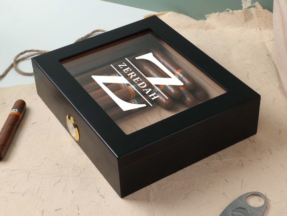 Engraved Glass Top Cigar Humidor Box Personalized Cigar Box - Etsy