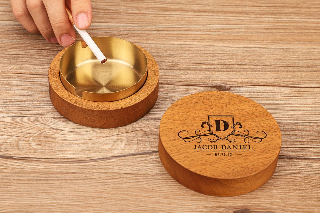 Custom Ashtray Wooden Ashtray With Lid Engraved Ashtray - Etsy