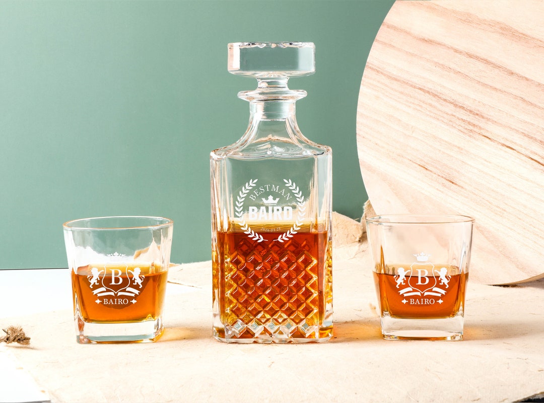 Personalized Whiskey Decanter With Wood Box, Groomsmen Proposal ...