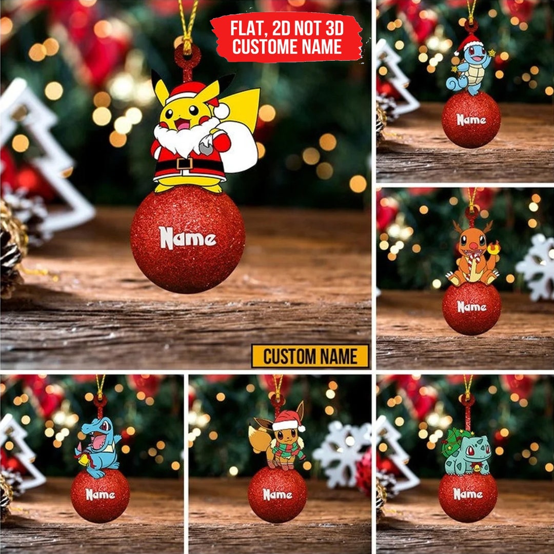 Personalized Christmas PKM Ornament Pikachu Ornament - Etsy