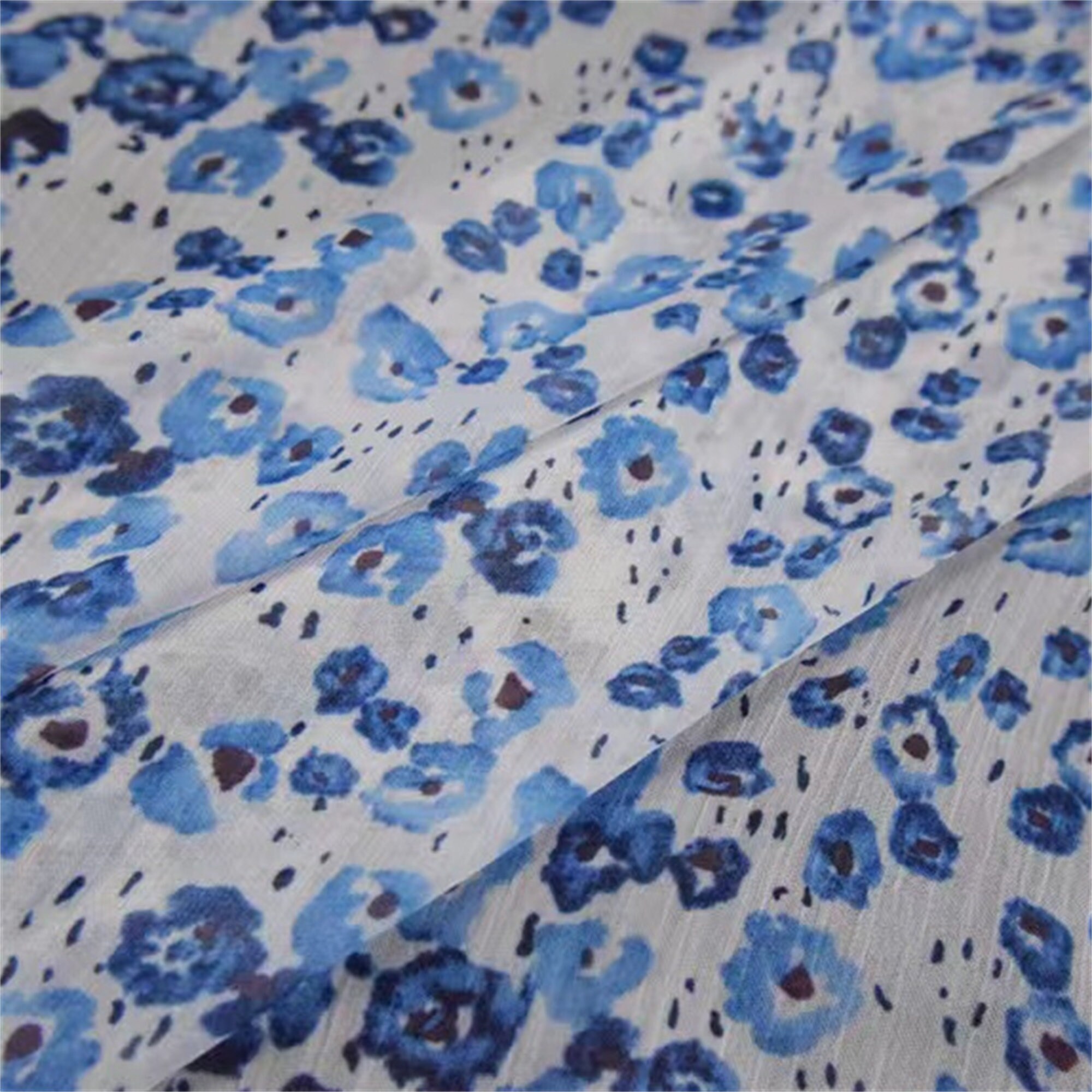 Blue Floral Chiffon Fabric Blue Chiffon Fabric by the Yard - Etsy