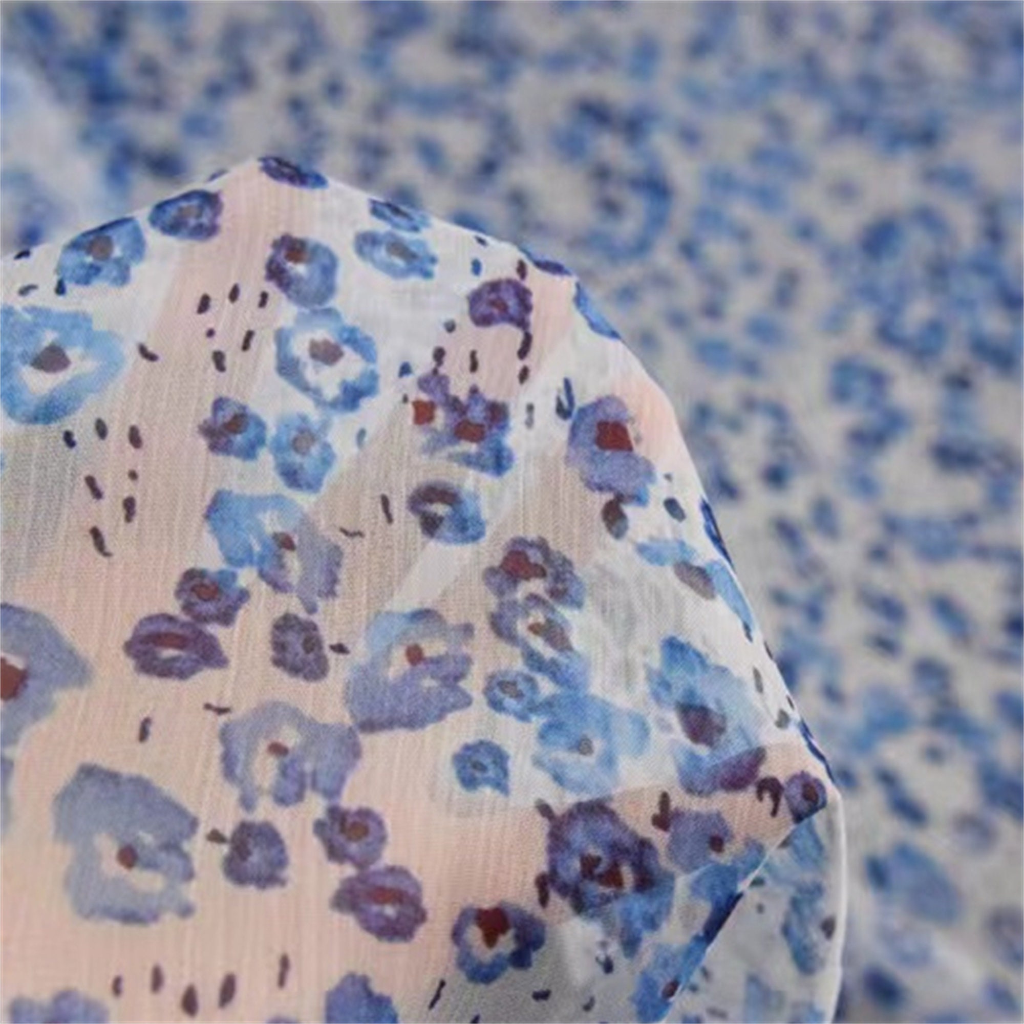 Blue Floral Chiffon Fabric Blue Chiffon Fabric by the Yard - Etsy