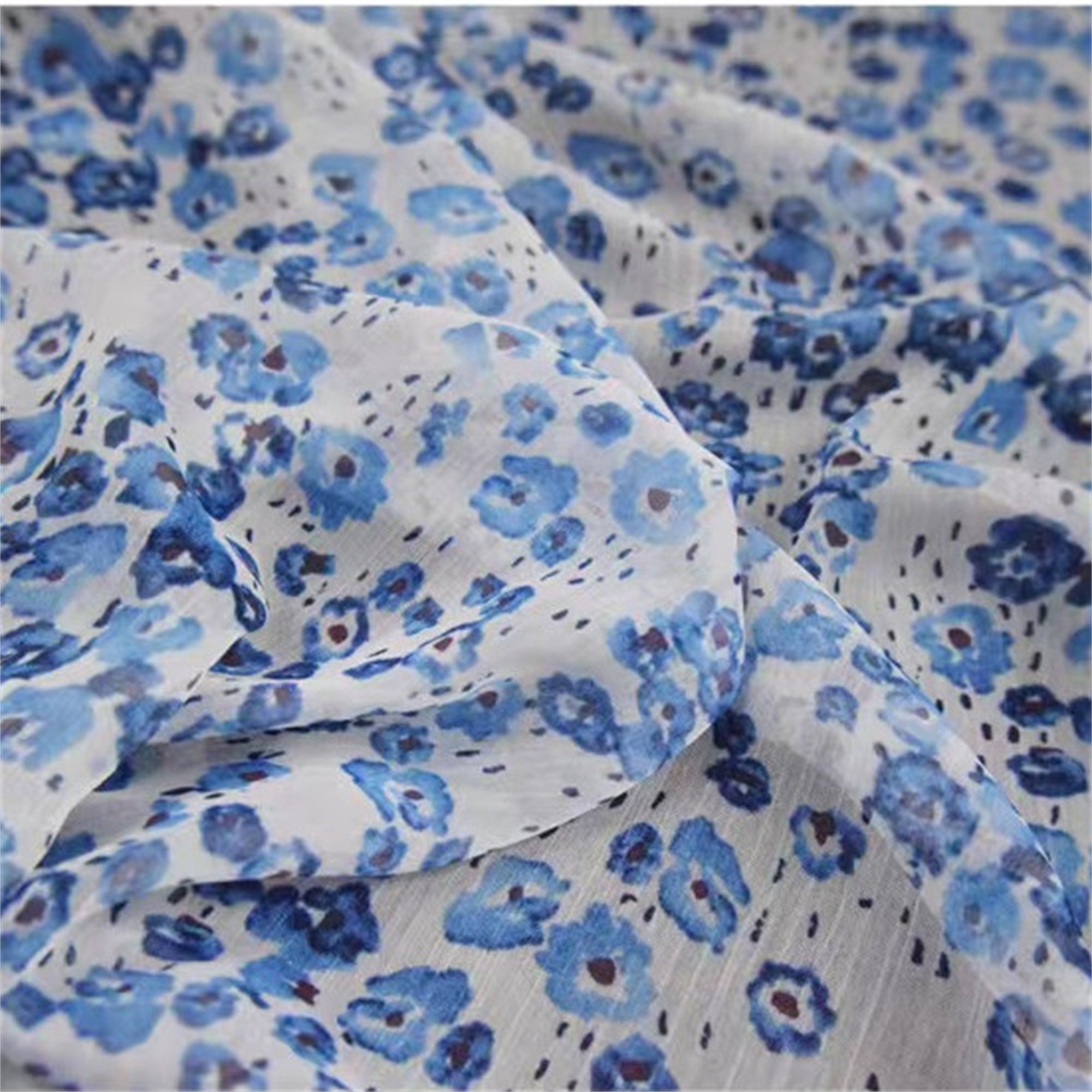 Blue Floral Chiffon Fabric Blue Chiffon Fabric by the Yard - Etsy