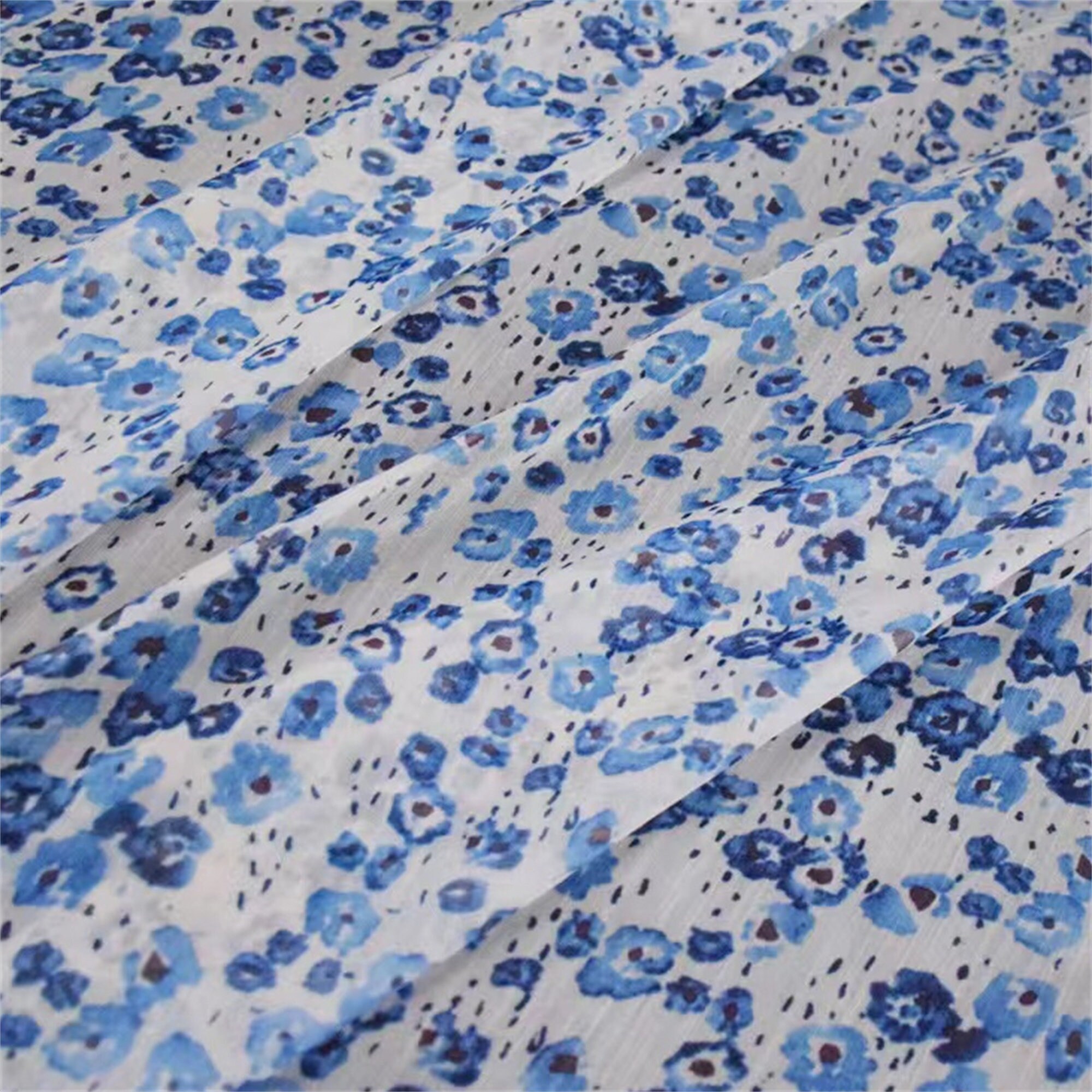 Blue Floral Chiffon Fabric Blue Chiffon Fabric by the Yard - Etsy