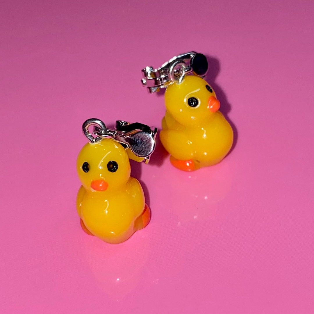 Y2k Kidcore Farm Yellow Duck Clip on Earrings for Unpierced Ears - Etsy