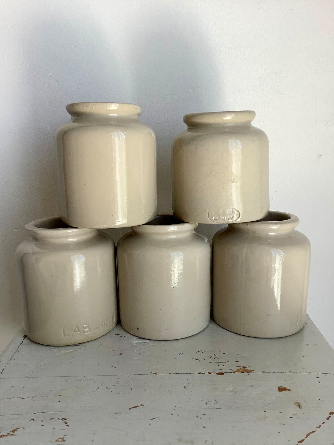 Old Mustard Pot in Beige Glazed Stoneware - Etsy