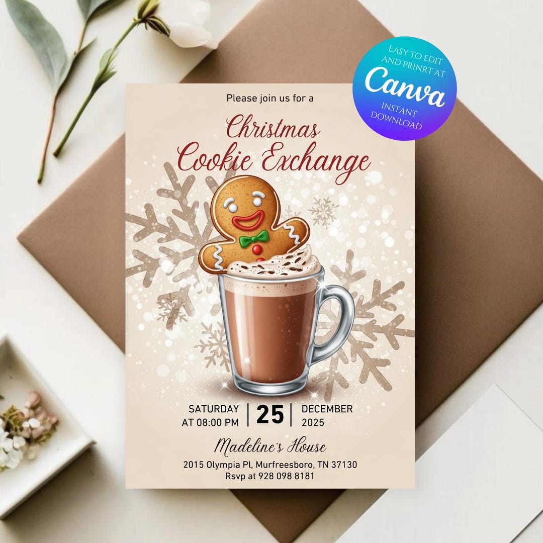 Editable Christmas Cookie Swap Invitation – Holiday Baking Party ...