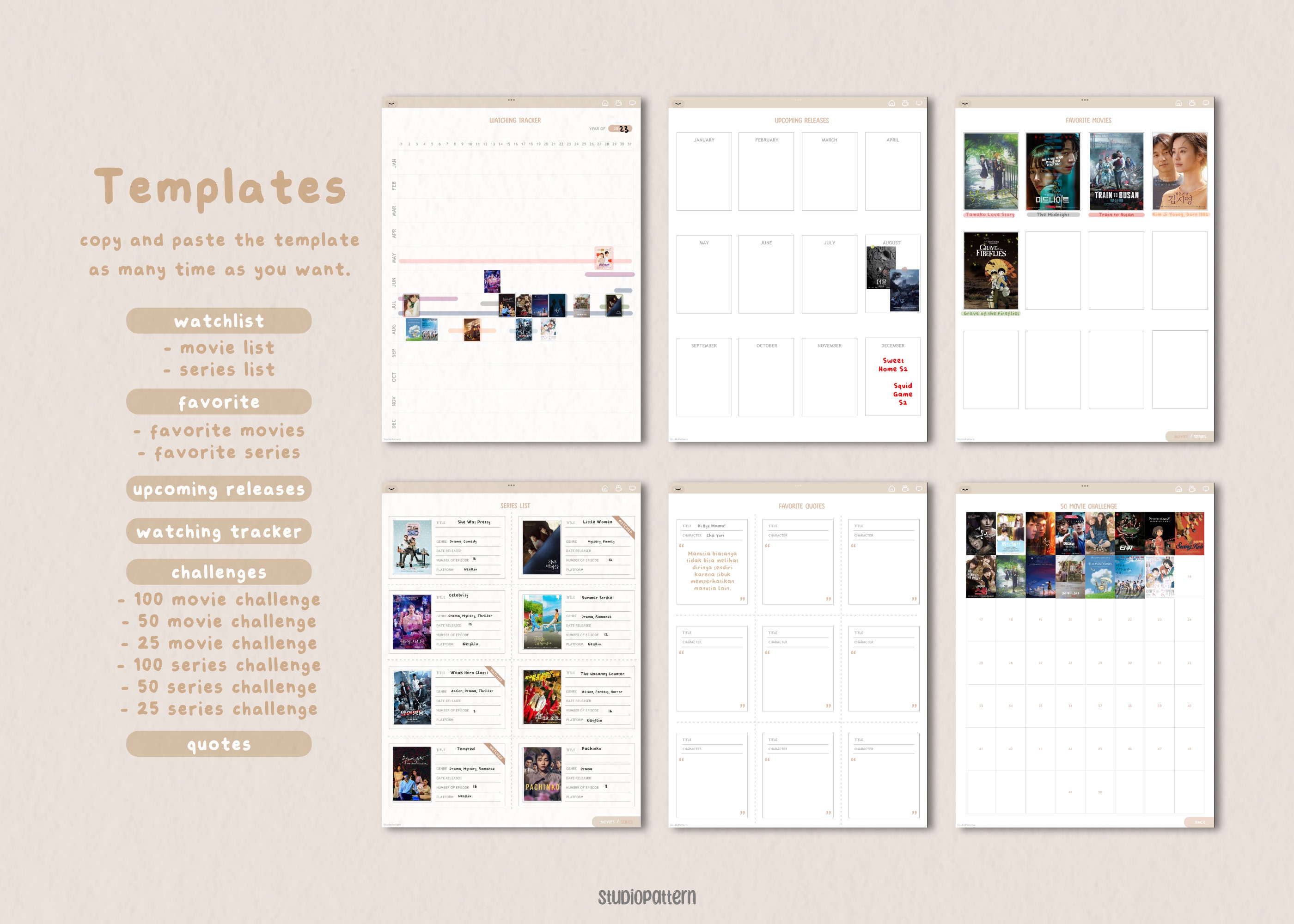 Digital Movie and Series Journal Watching Hypelinked Journal Goodnotes ...