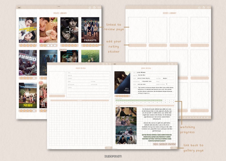 Digital Movie and Series Journal Watching Hypelinked Journal Goodnotes ...