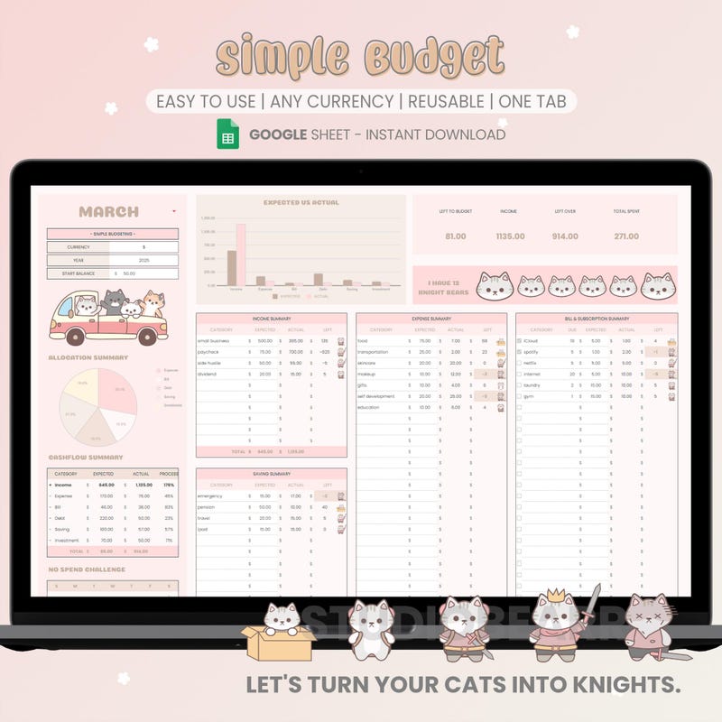Excel Templates Cute - Etsy
