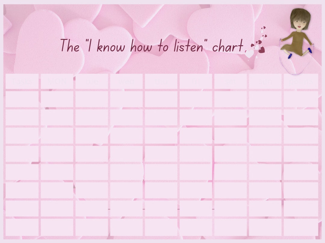 Printable Girly Chart for Little Girls Who Want to Learn How to Listen ...