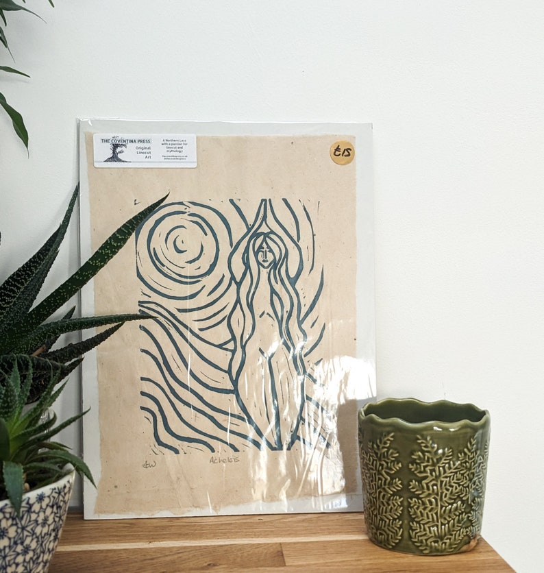 Achelois Greek Moon Goddess Original Linocut Print - Etsy