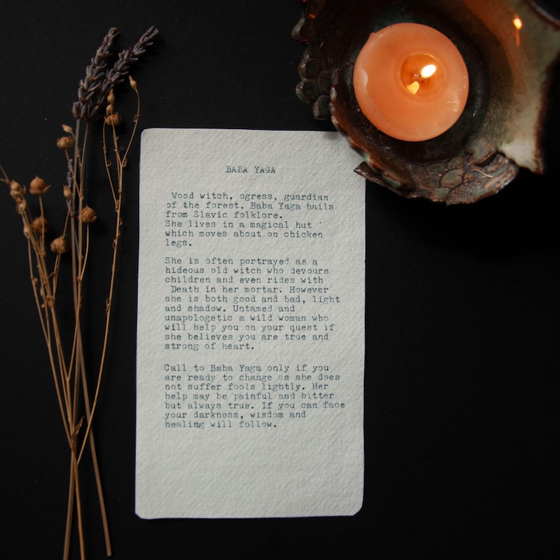 Baba Yaga Altar Card | Goddess Oracle Card | Handmade Linocut Art, Eco ...