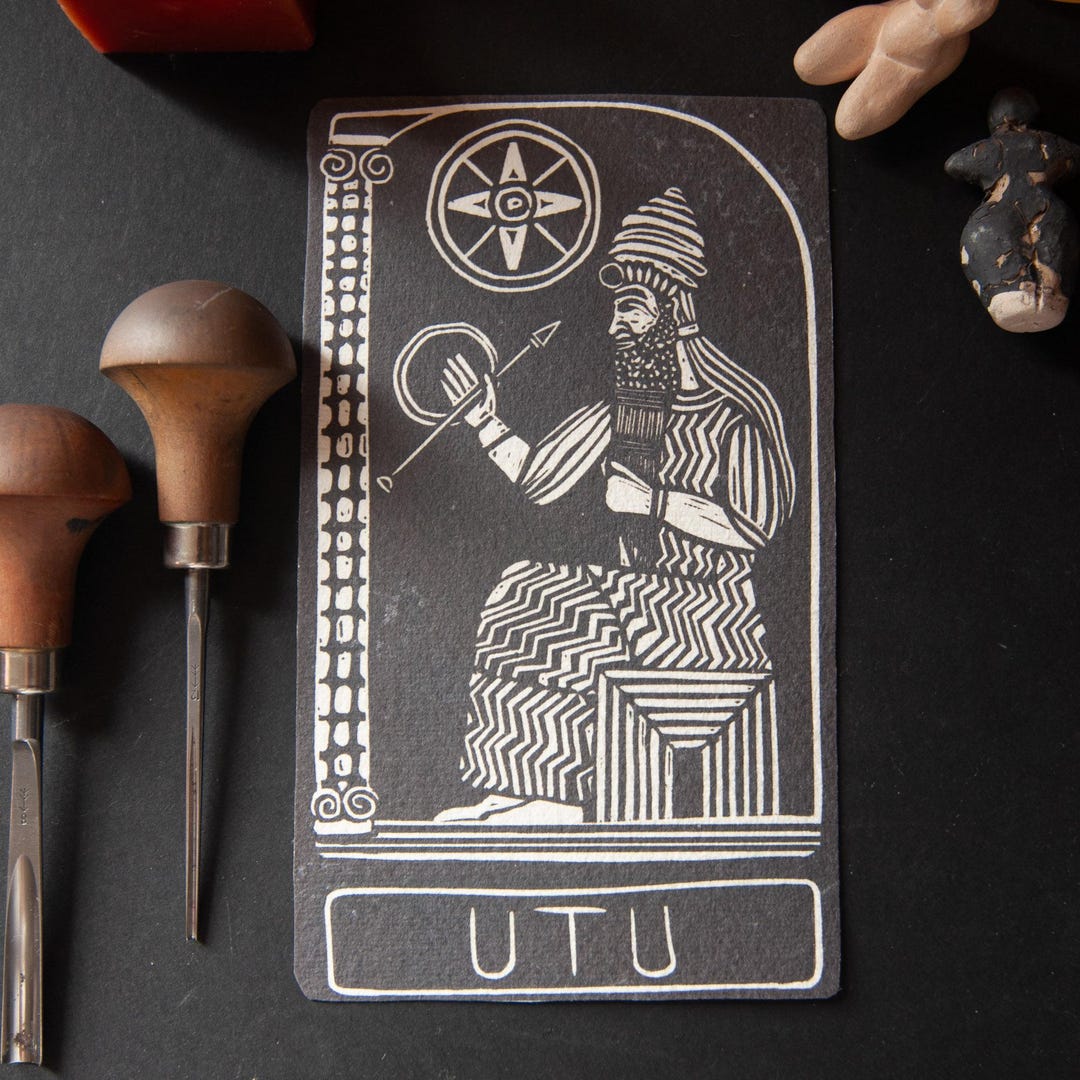 God Utu | Handmade Goddess/god Oracle Cards, Linocut Art, Eco-friendly ...