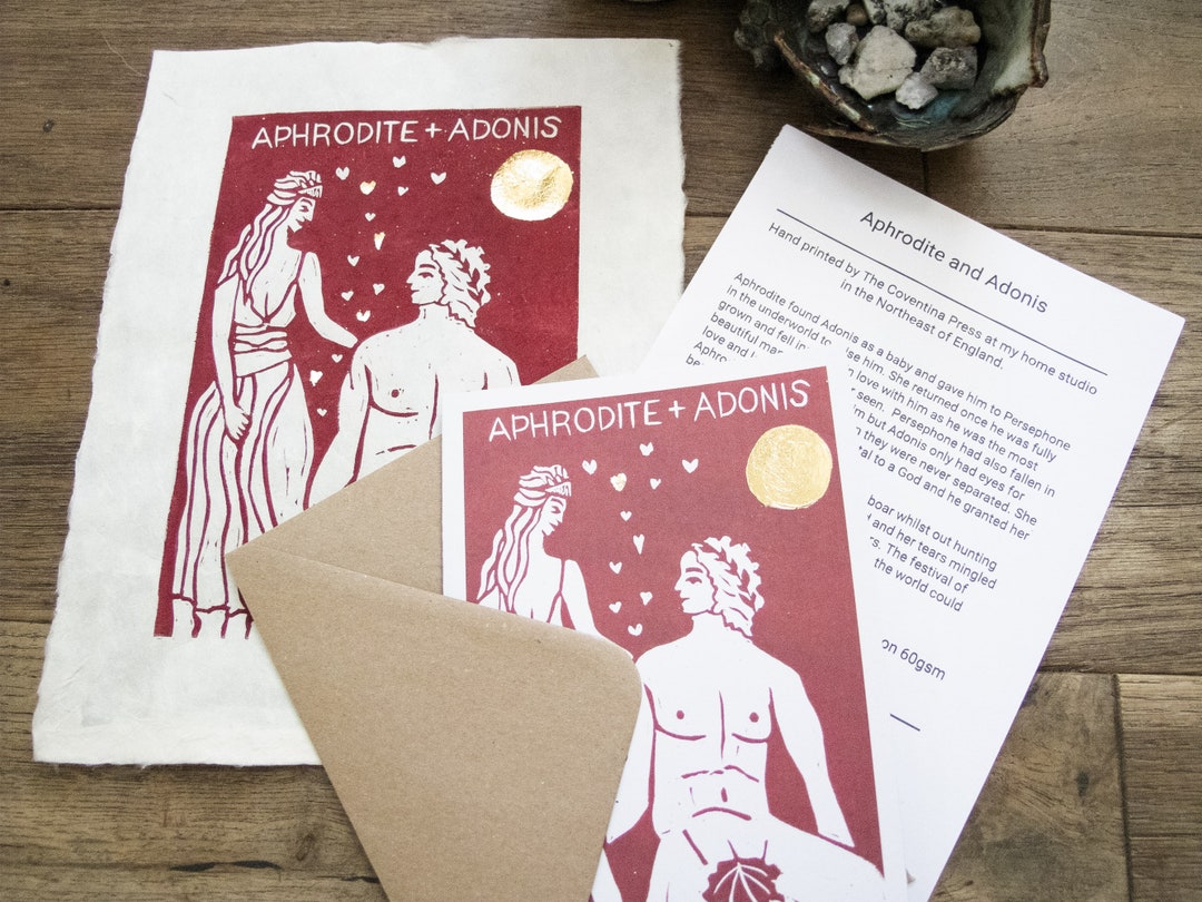 Greek Myths Aphrodite and Adonis, Valentine's Day Card | Recycled ...