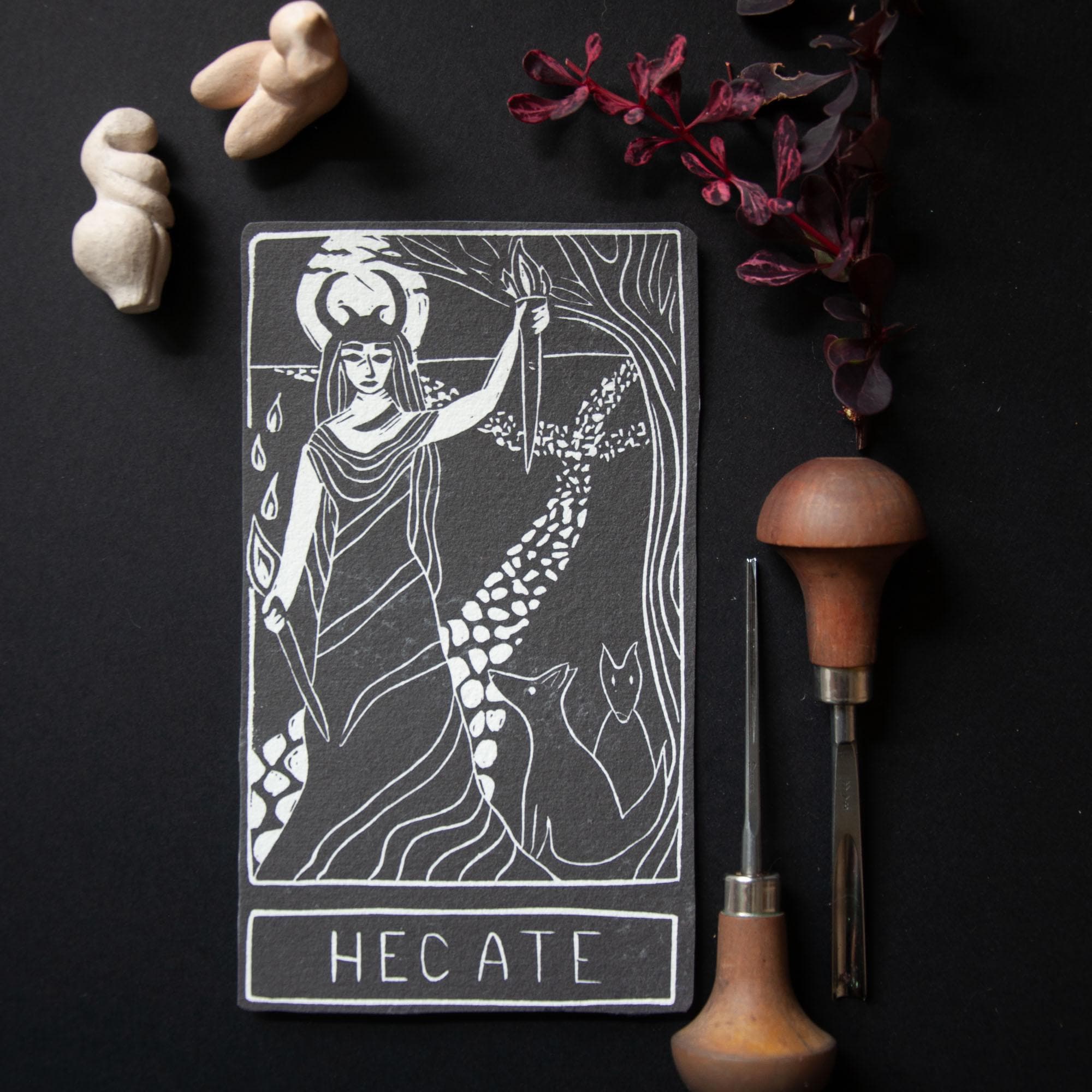 Hecate Tarot Card | Best Oracle Cards | Handmade Linocut Art, Eco ...