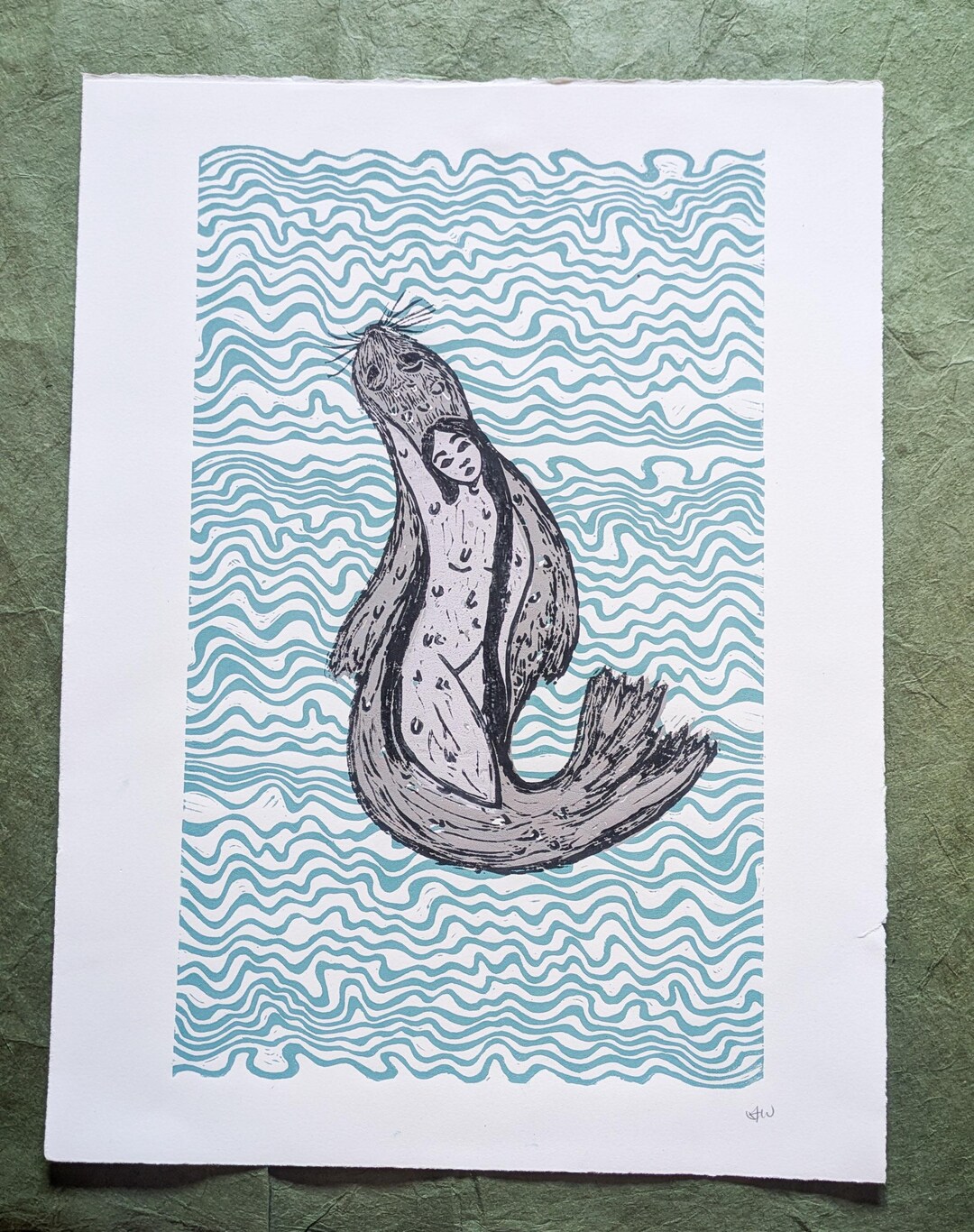 The Selkie Original Multiblock Linocut Print Seal Women From Scottish ...