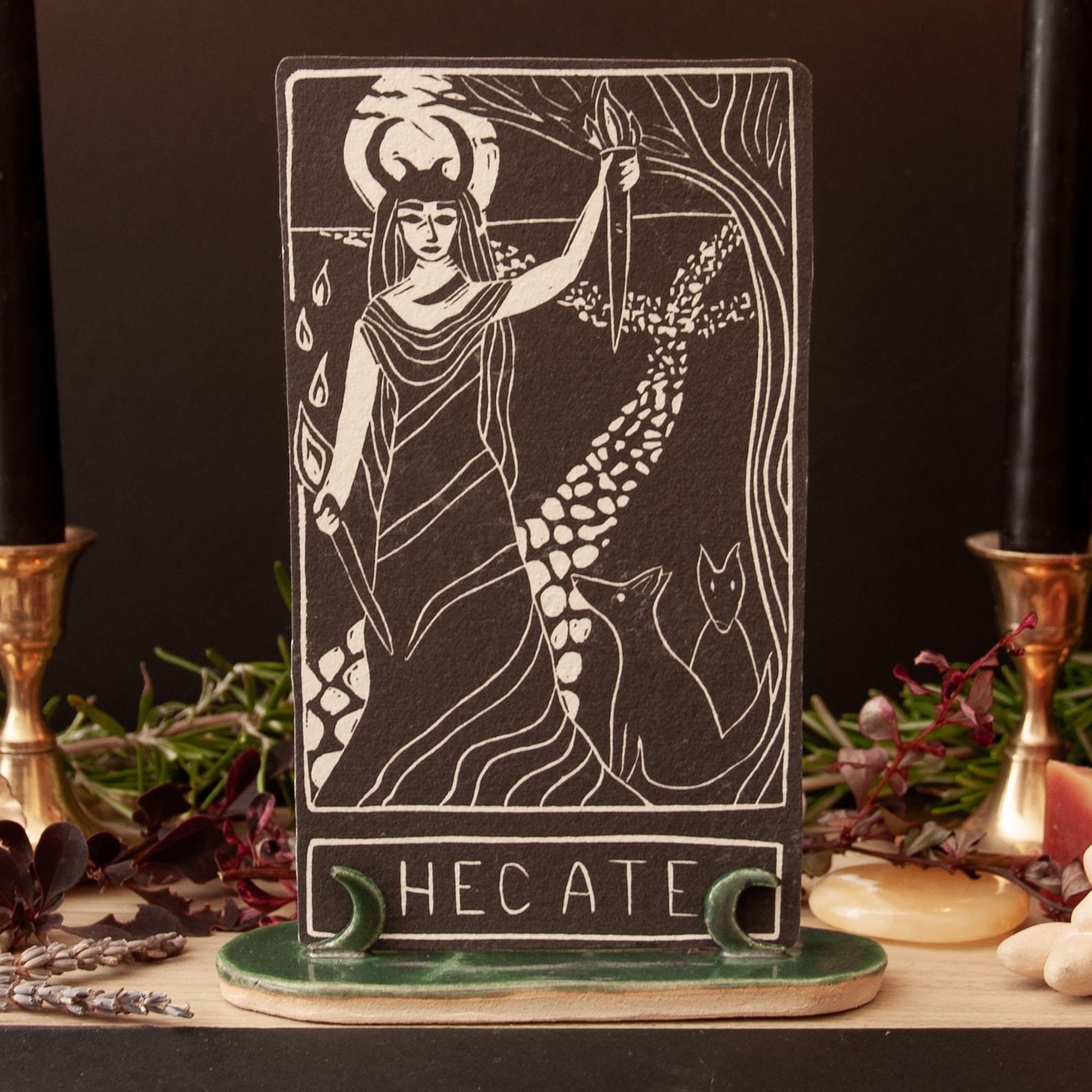 Hecate Tarot Card | Best Oracle Cards | Handmade Linocut Art, Eco ...
