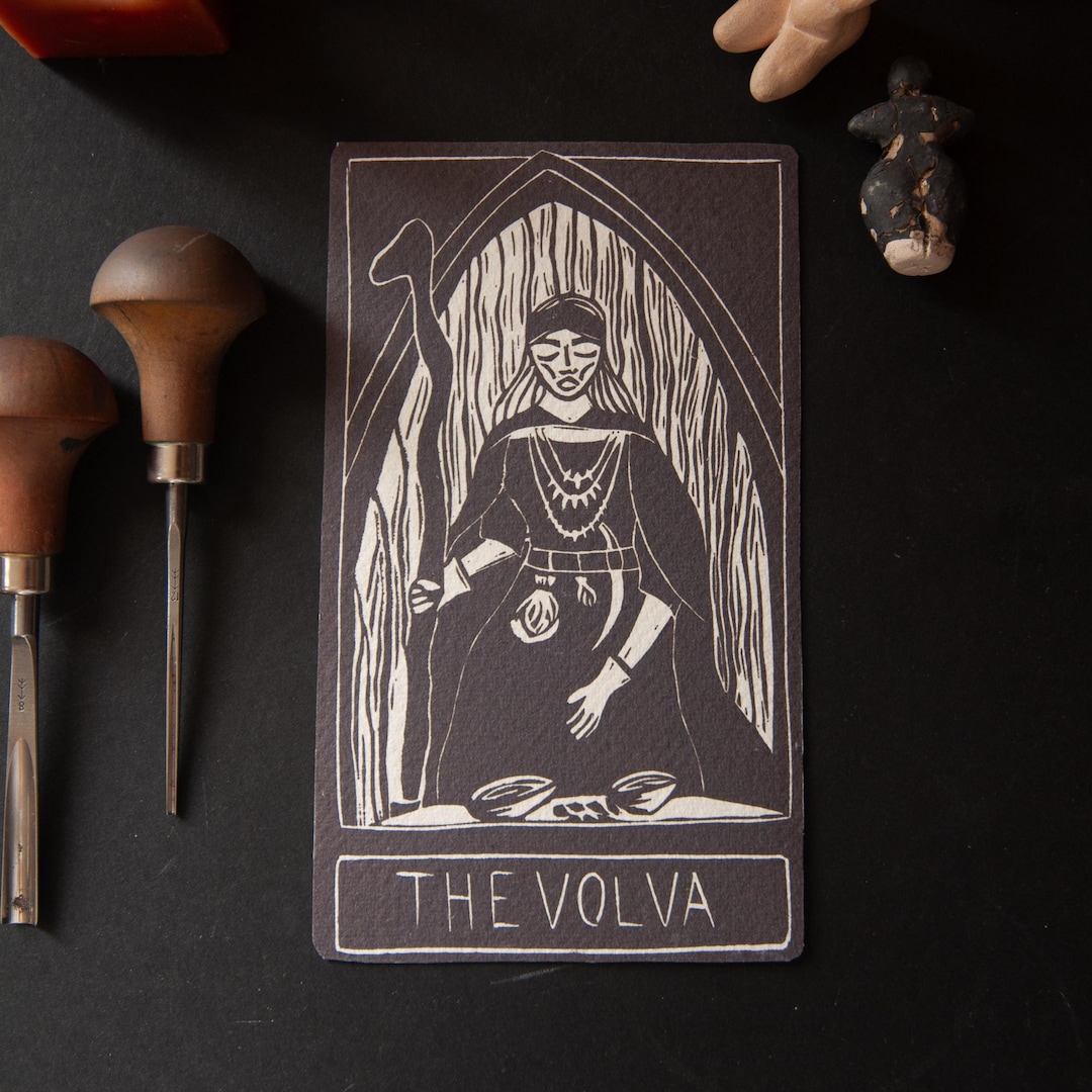 The Volva | Norse Witches Oracle Card Handmade Linocut Art, Eco ...