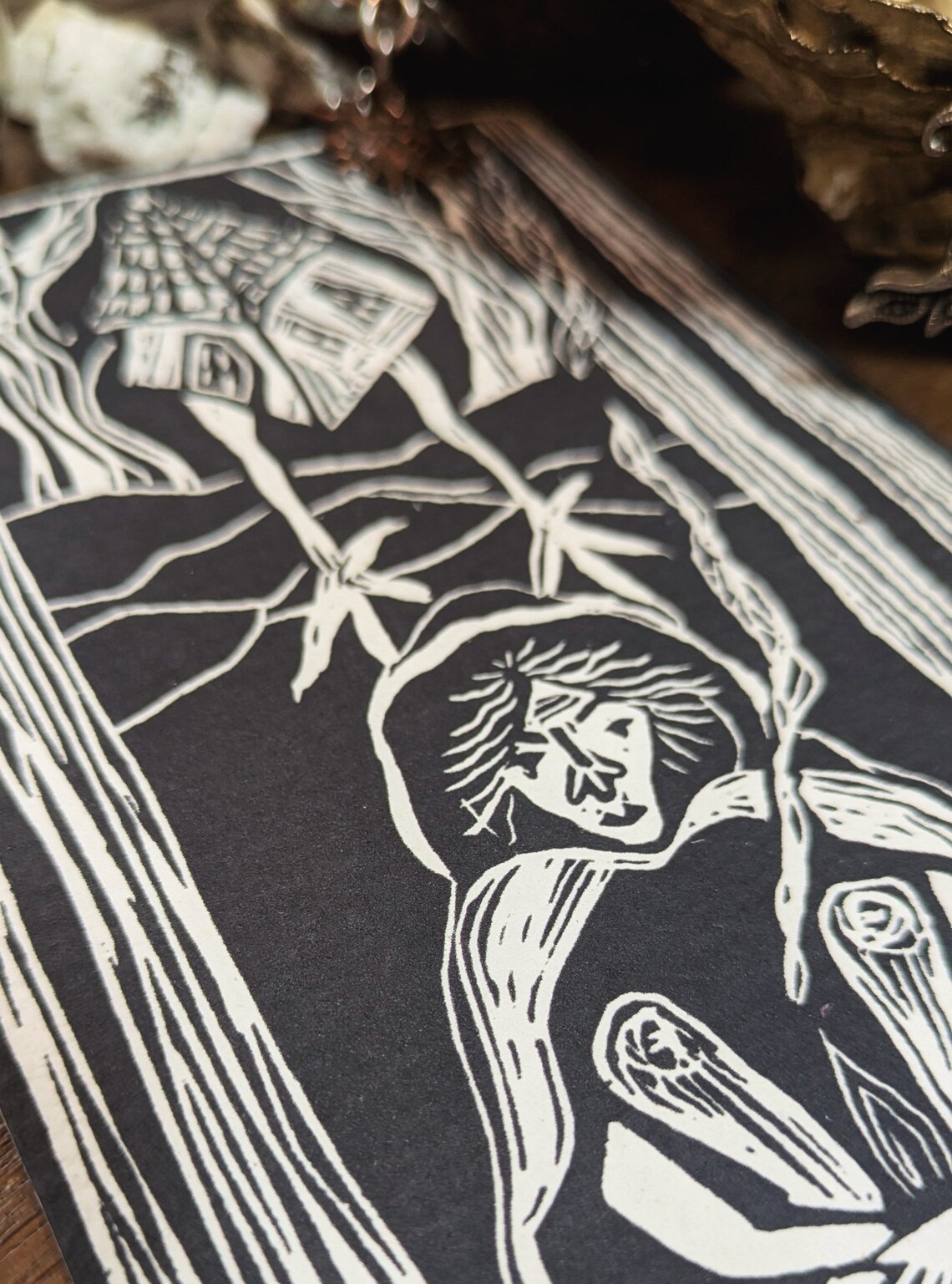 Baba Yaga Altar Card | Goddess Oracle Card | Handmade Linocut Art, Eco ...