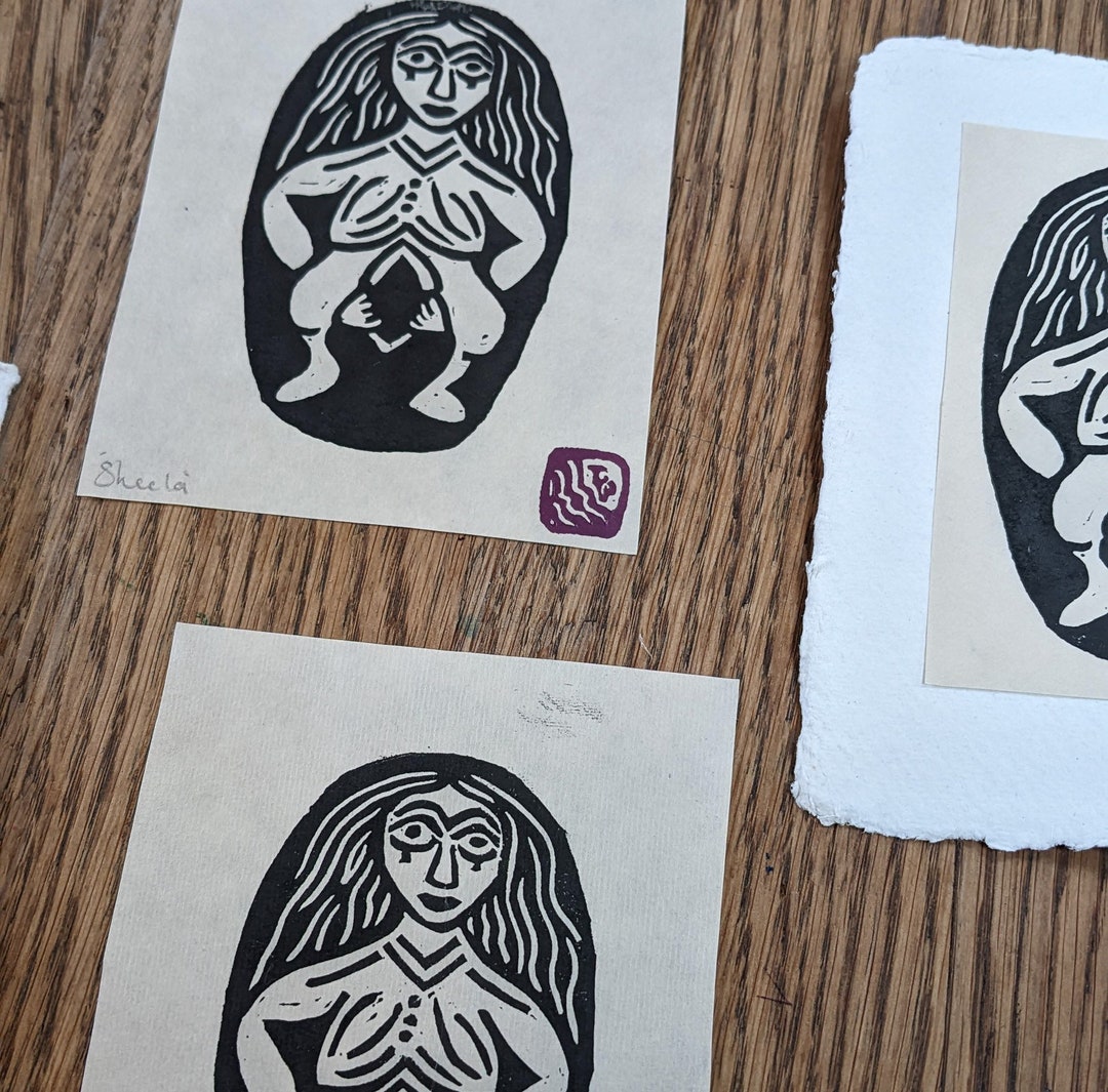Sheela Na Gig Altar Goddess Linocut Print - Etsy