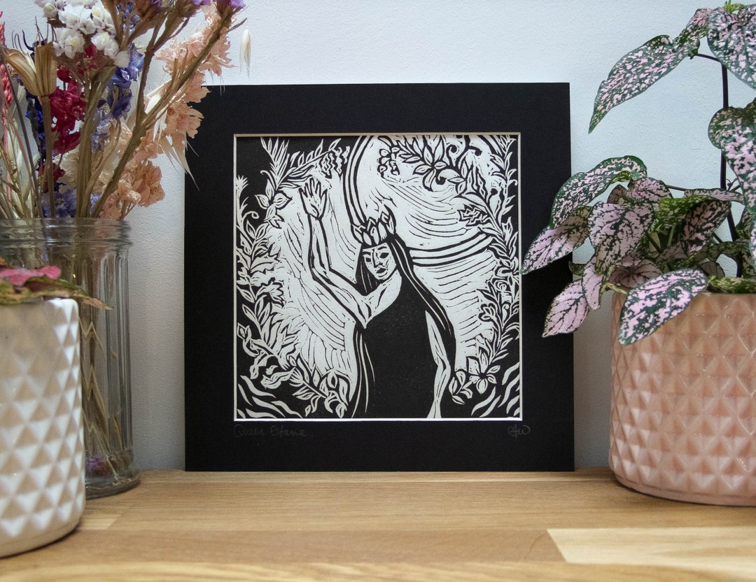 Queen of Elfame Original Linocut Print - Etsy