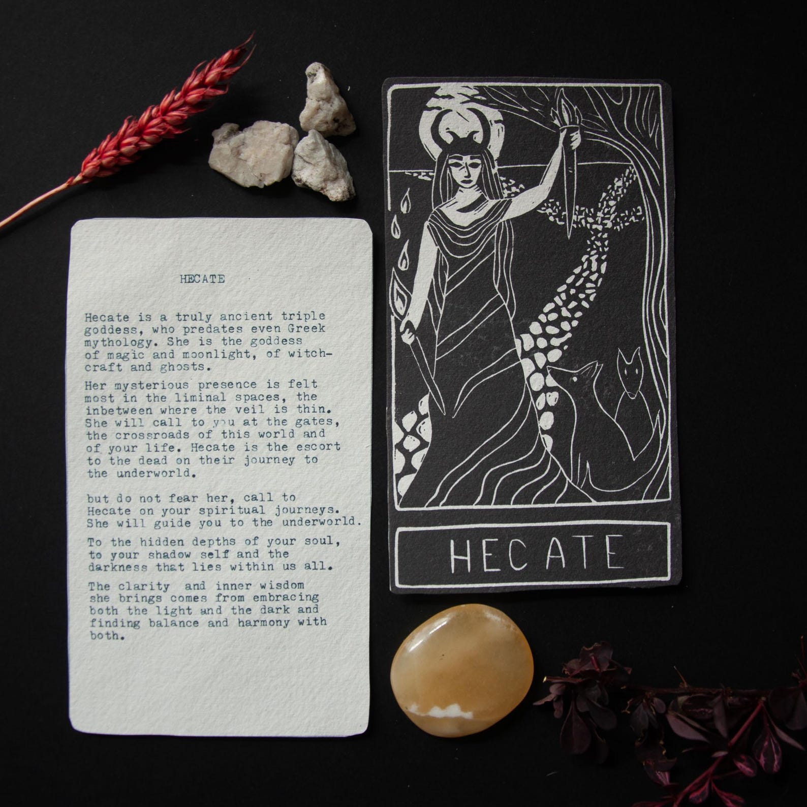 Hecate Tarot Card | Best Oracle Cards | Handmade Linocut Art, Eco ...