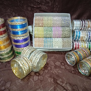 Pack of 39 Kids Metal Bangles Set: Pakistani Indian Churiyan - Diwali ...