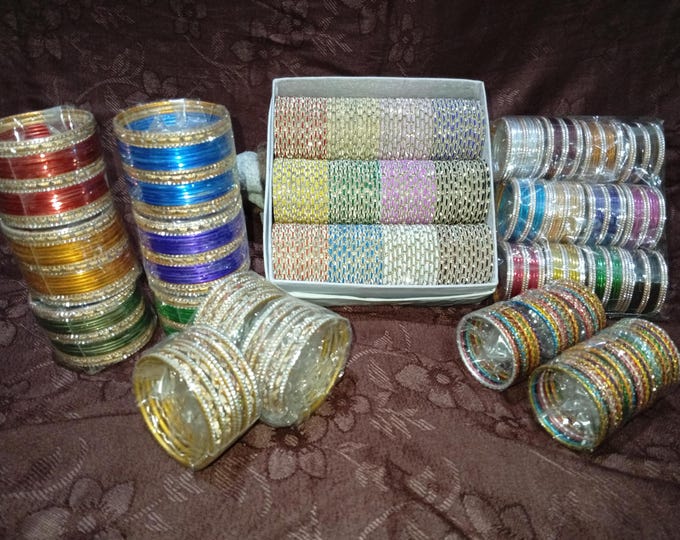 Pack of 39 Kids Metal Bangles Set: Pakistani Indian Churiyan - Diwali ...