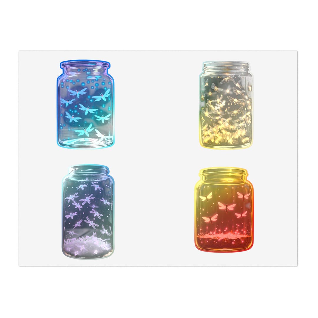 Whimsical Firefly Jar Sticker Sheets Holographic,transparent,white ...
