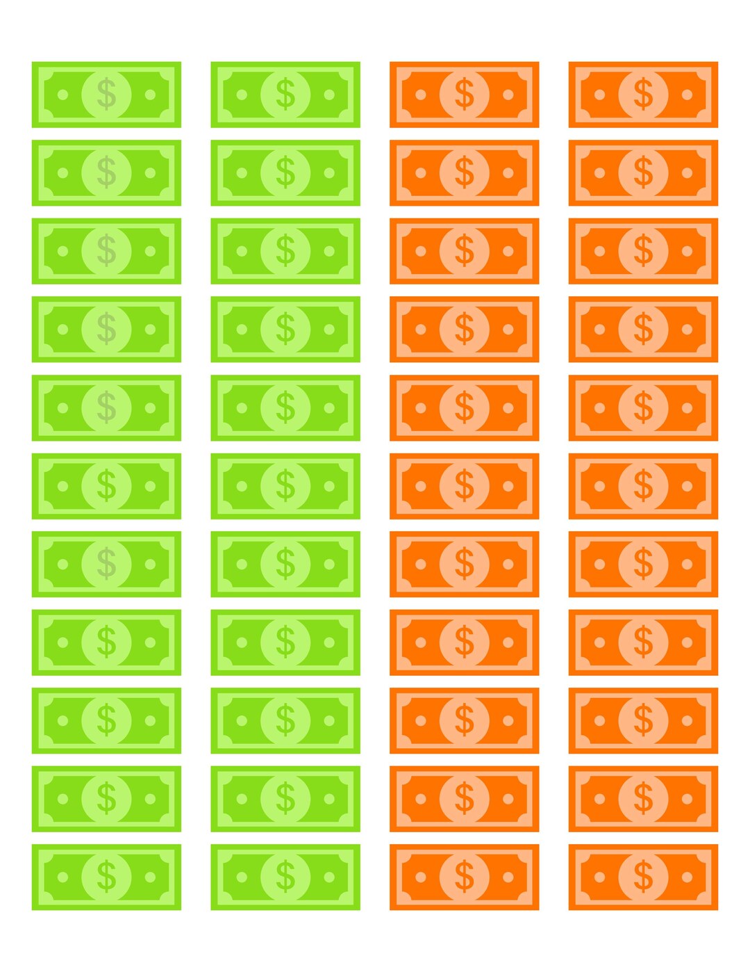 Mini Printable Play Money for Kids - Pastel Cuttable Bills in Green and ...