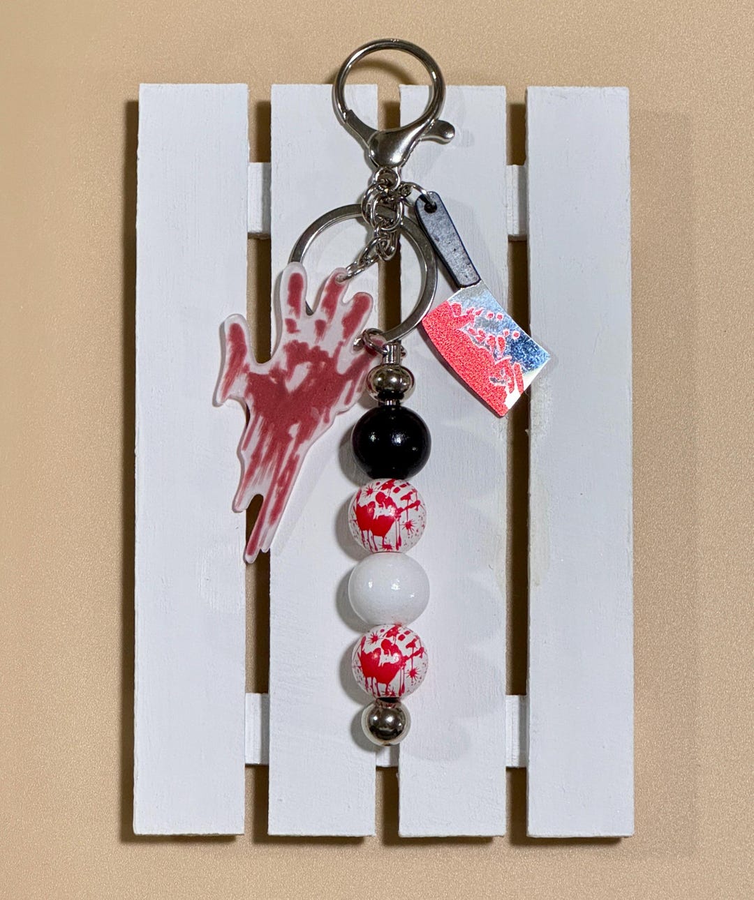 Bloody Handprint Horror Keychain With Cleaver Charm – Halloween ...