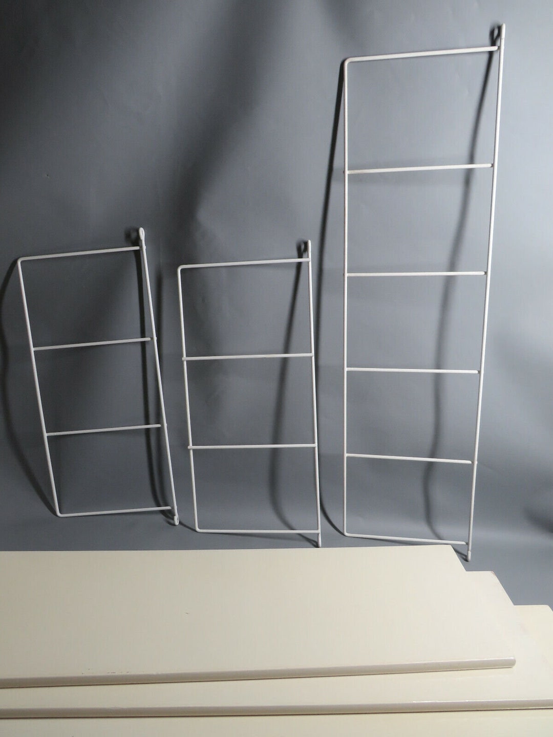 Vintage White Wall Shelf String Era, 3 Ladders and 4 Shelves - Etsy