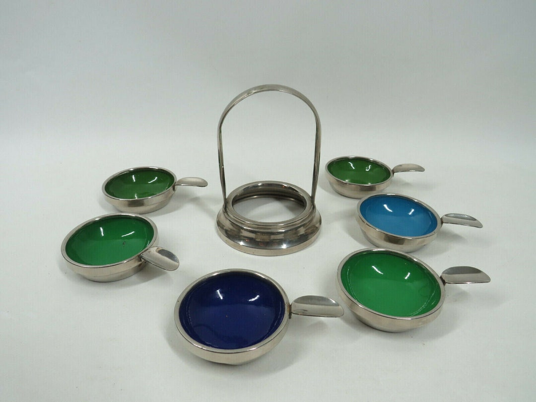 6 Enamelled Art Deco Ashtrays With Stand - Etsy