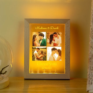Custom Wedding Photo Frame Lamp Personalized Night Light With Your ...