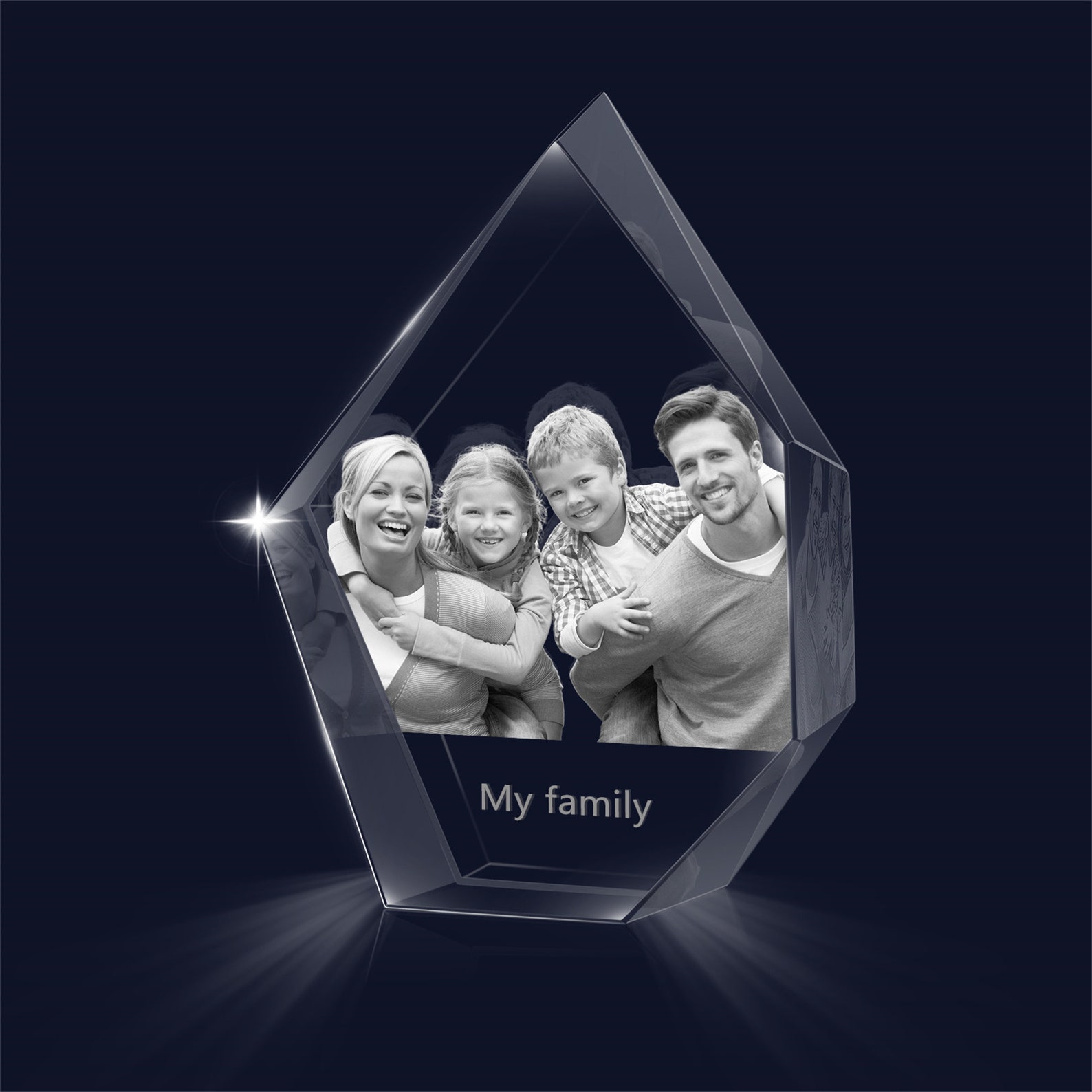 Personalized 3D Crystal Photo Portrait Rhombic, Custom Engraved Laser ...