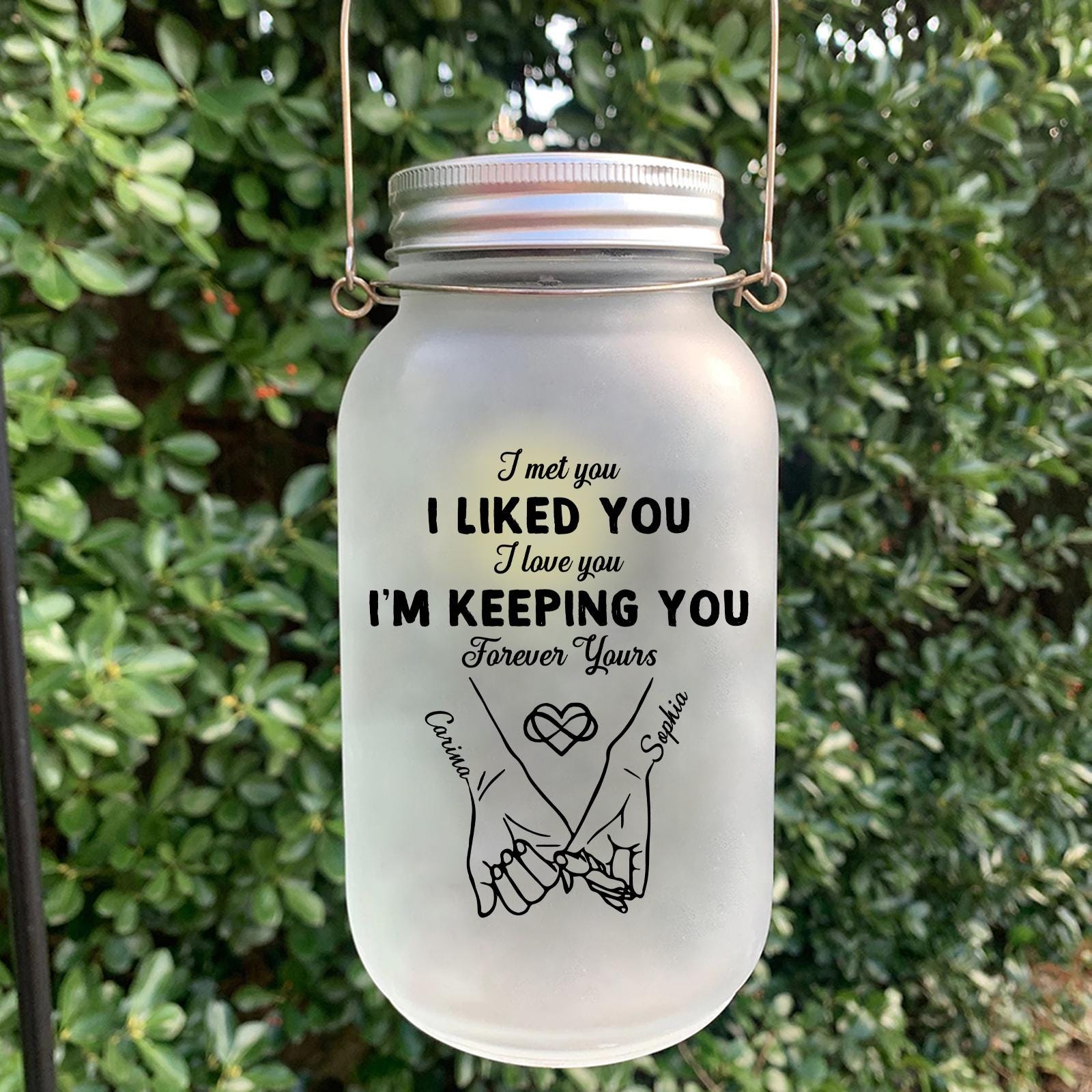 Personalized Couple Pinky Promise Light up Jars, Custom Name & Calendar ...