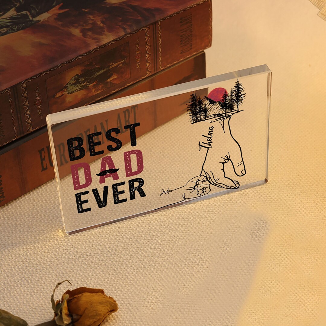 Personalized Hand in Hand Sign Decoration for Dad, Custom Dad and Kids ...