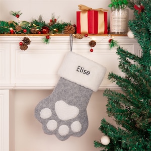 Personalized Pet Paw Christmas Stockings With Name, Pet Stocking ...