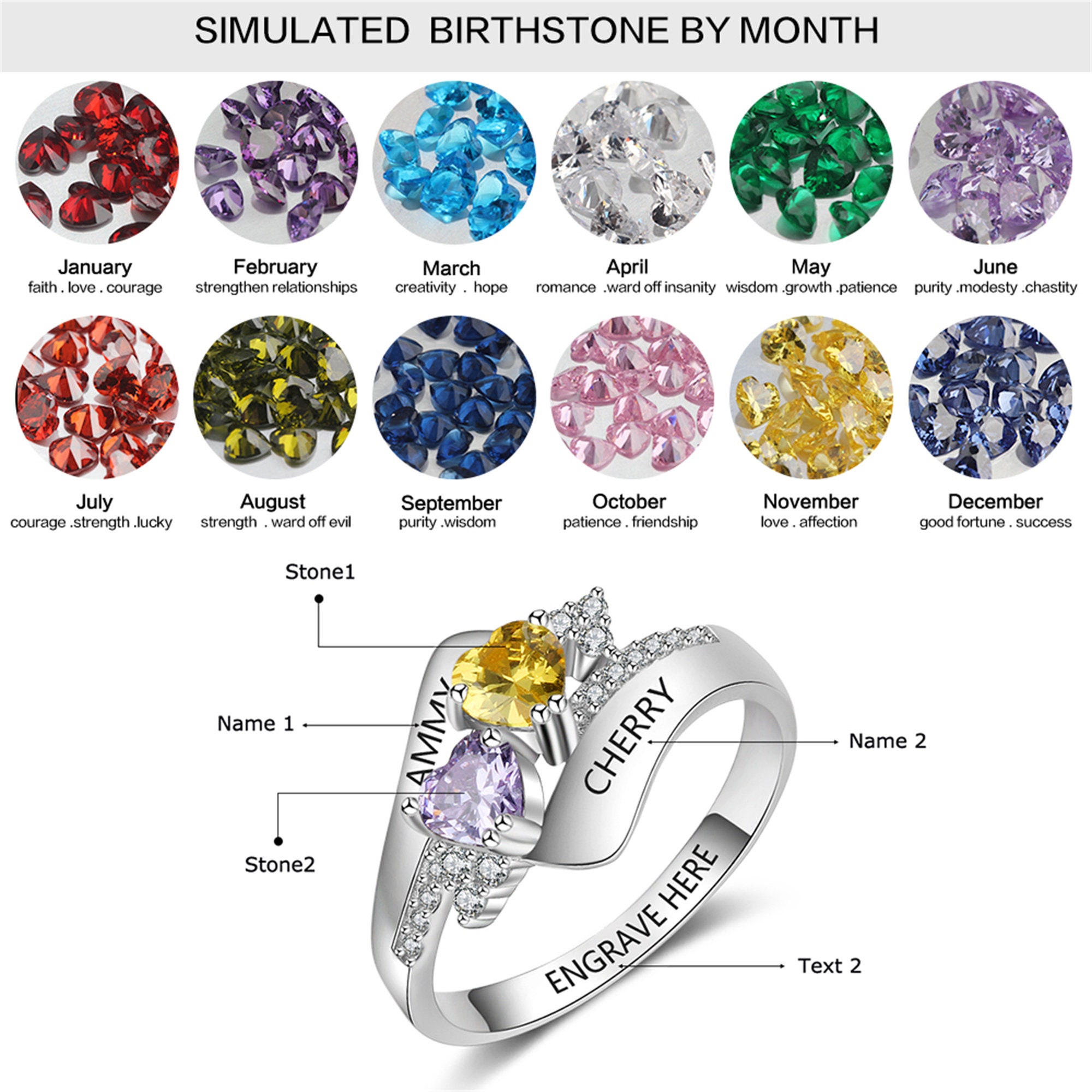 Promise rings with his and her birthstones store