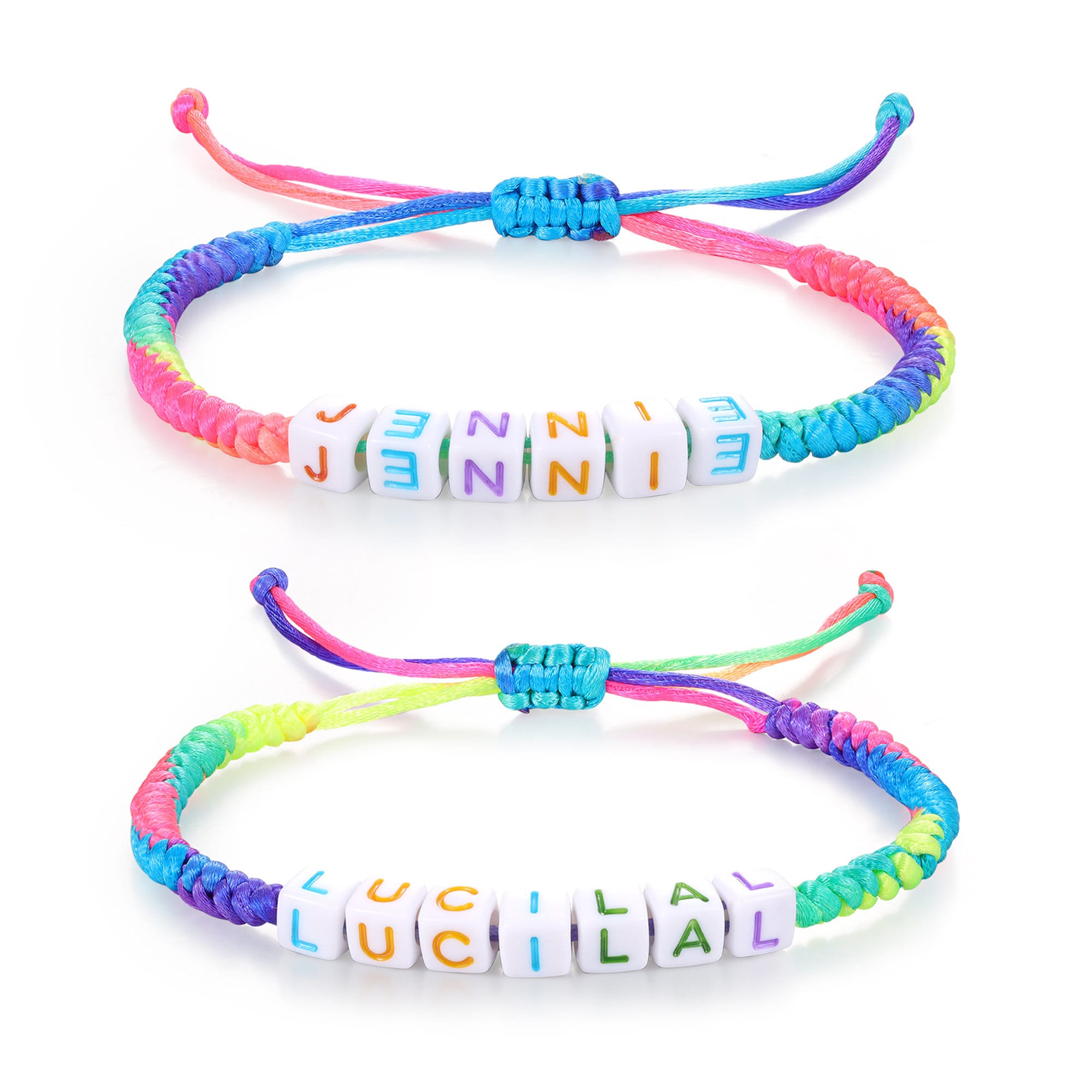 Set of 2 Personalized Name Bead Bracelets Friendship Bracelet Mama ...