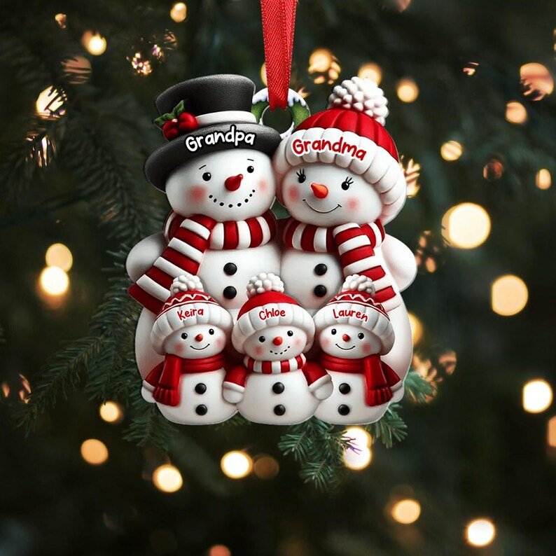 Personalized Snowman Grandkid Ornament, Snowman Acrylic Christmas ...