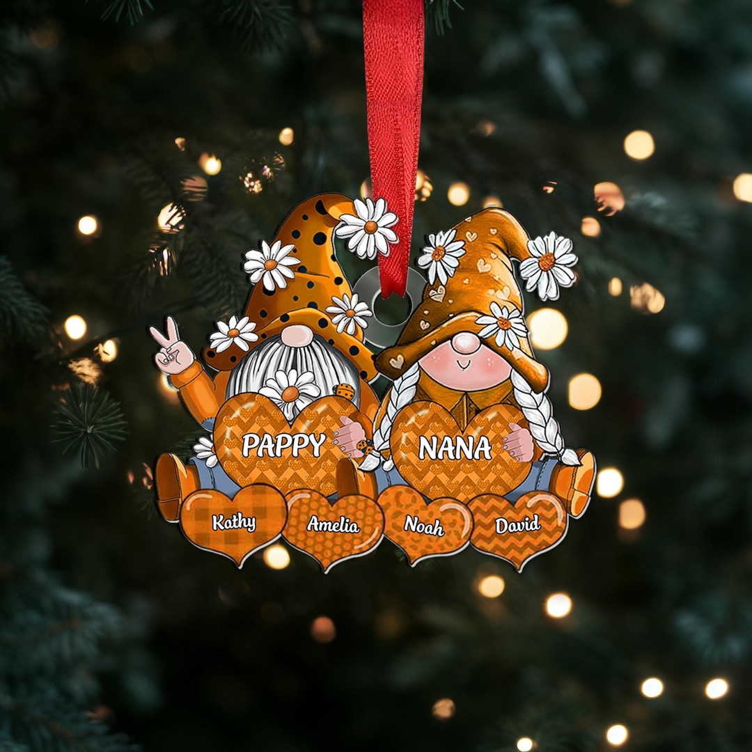 Personalized Gnome Christmas Ornament, Family Names Ornaments ...