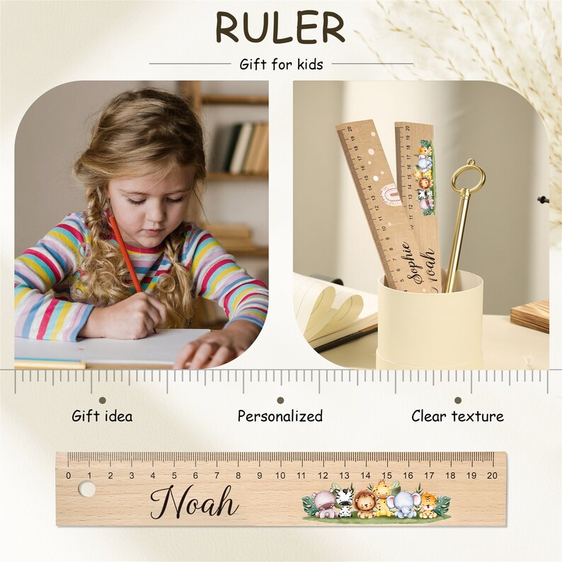 Personalized School Ruler Engraved Kids Name 20cm Wood Ruler Gift for ...