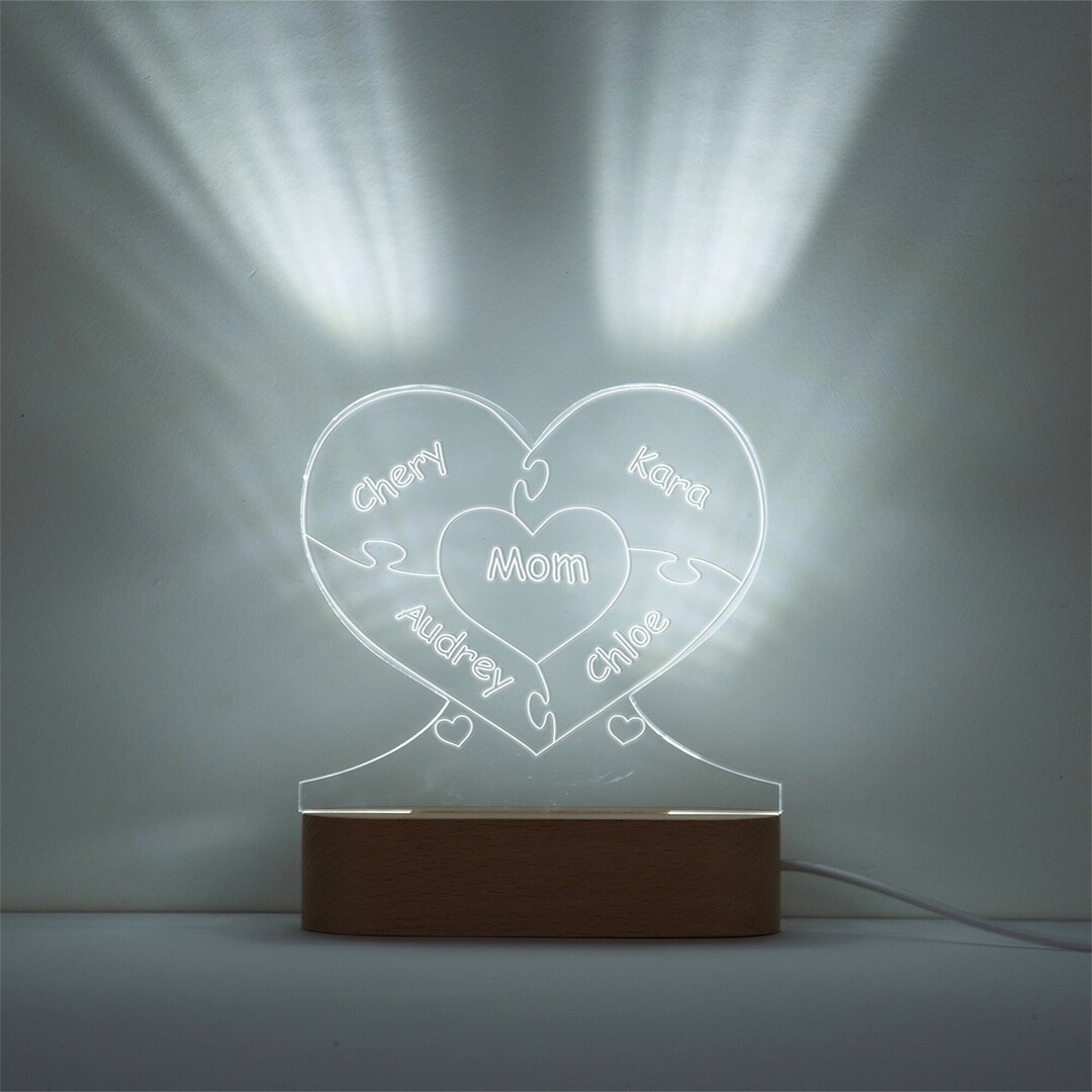 Personalized Family Name Night Light Love Heart Name Puzzle Lamp Jigsaw ...