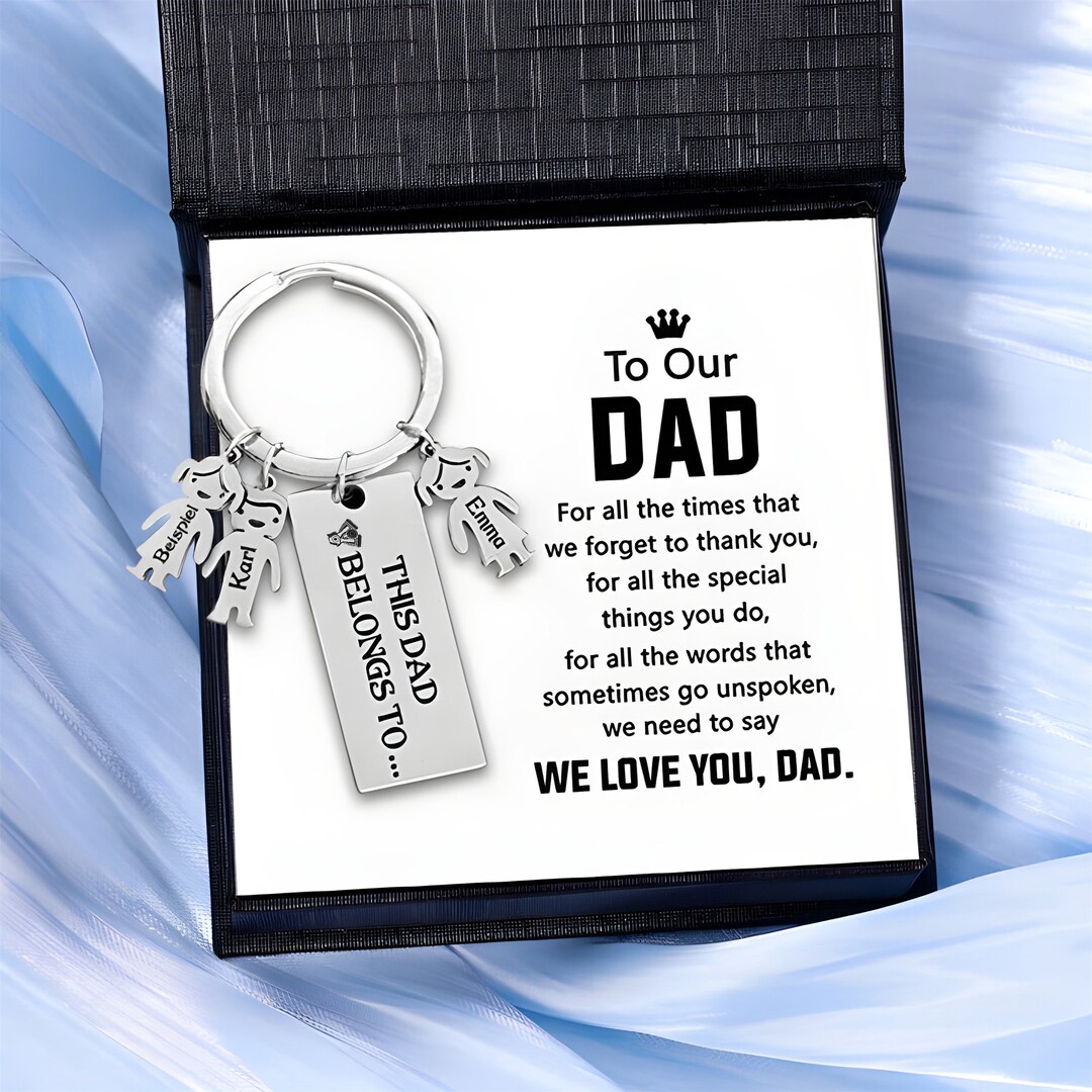 Custom 1-5 Names Keychain Set for Dad , "this Dad Belongs To..." Kids ...