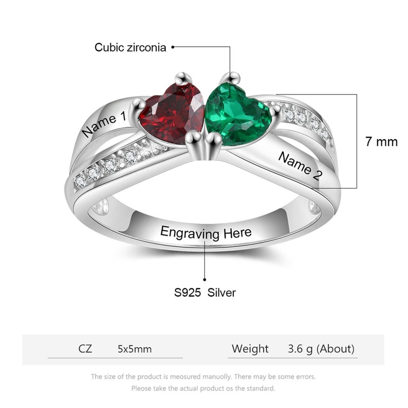 Personalized Mother Rings With 2 Birthstones Wedding Promise Rings for ...